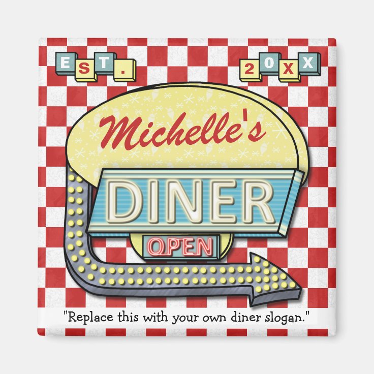 Create Your Own Custom Retro 50's Diner Sign Red Magnet | Zazzle