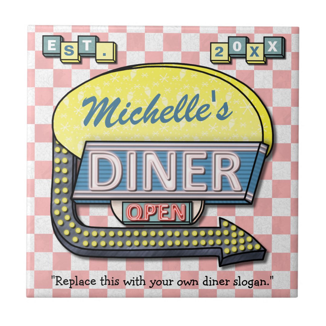Create Your Own Custom Retro 50's Diner Sign Tile | Zazzle