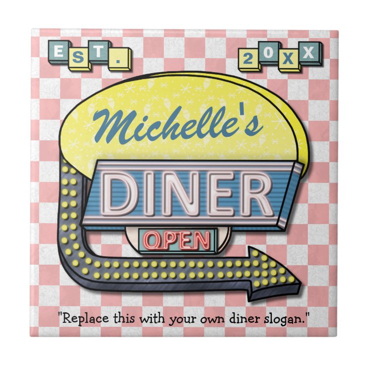 Create Your Own Custom Retro 50's Diner Sign Tile | Zazzle