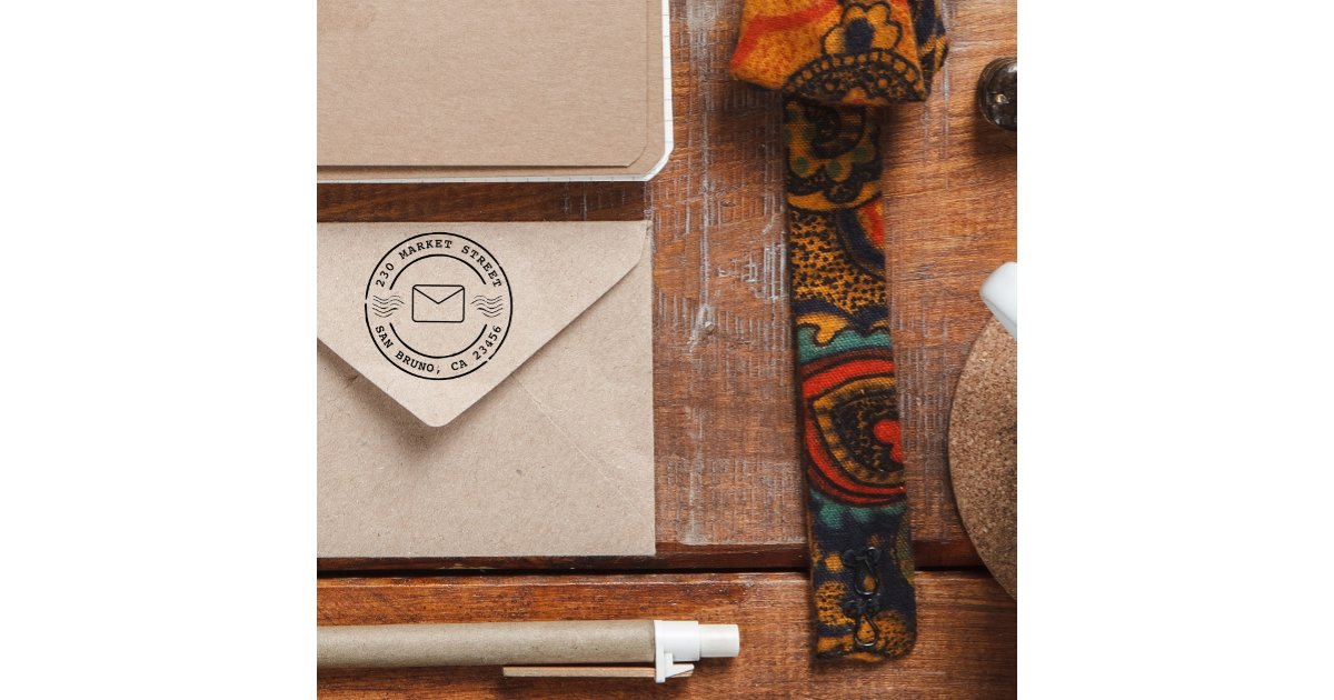 Create Your Own Custom Retro Round Return Address Rubber Stamp | Zazzle