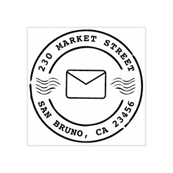 Create Your Own Custom Retro Round Return Address Rubber Stamp | Zazzle