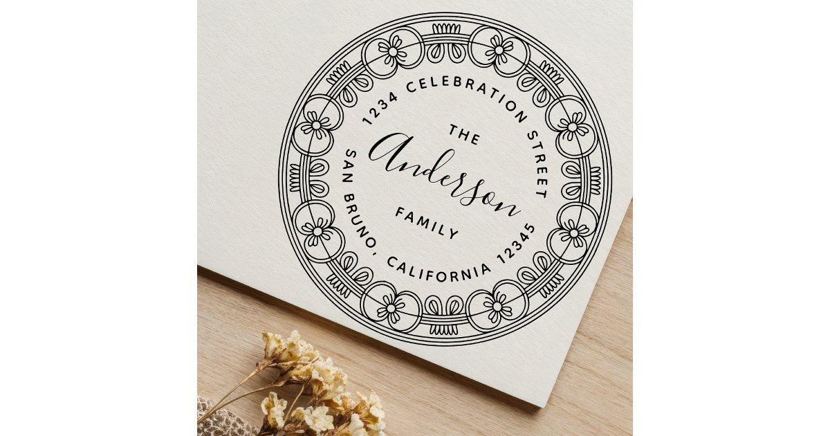 Create Your Own Custom Script Family Name Address Rubber Stamp | Zazzle