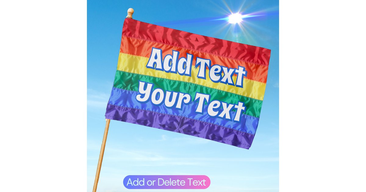 Create Your Own Custom Text Personalized Rainbow House Flag | Zazzle