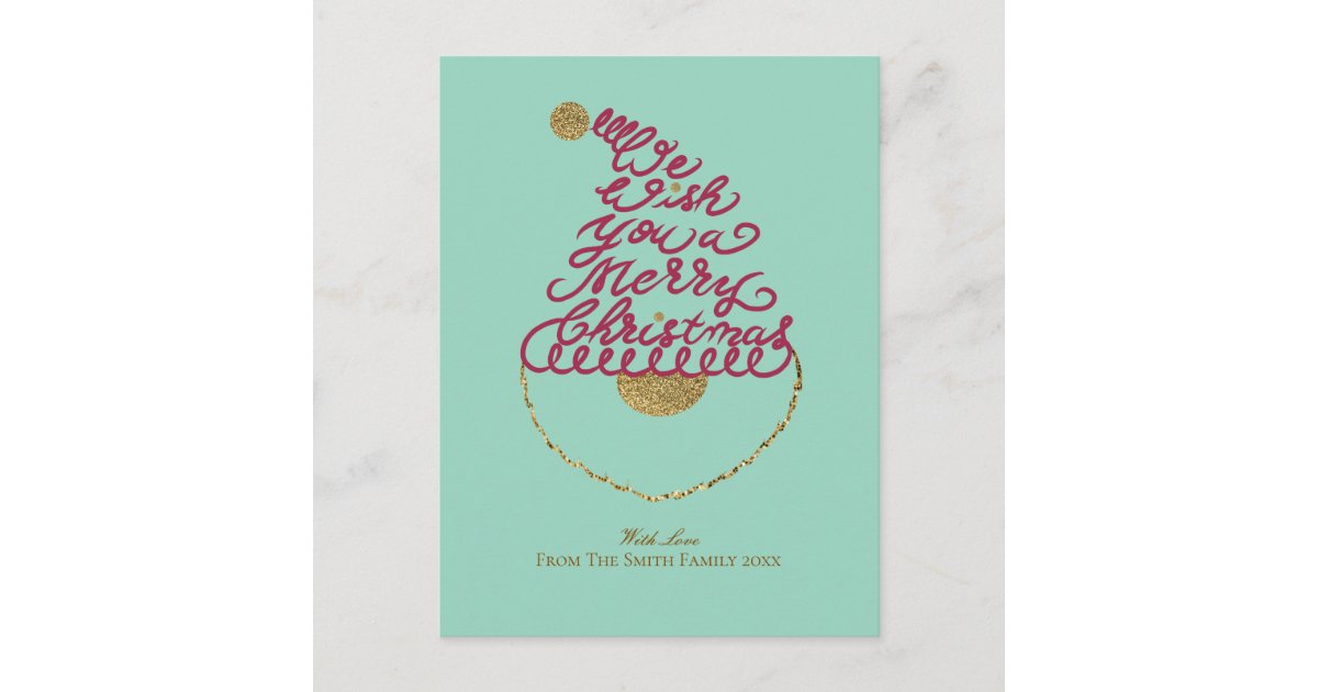 Create Your Own Cute Glitter Santa Christmas Holiday Postcard | Zazzle