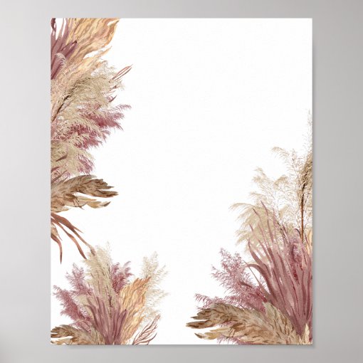 Create Your Own DIY Boho Pampas Grass Mauve Pink Poster | Zazzle