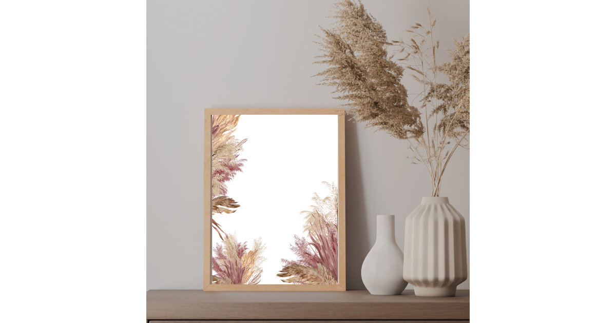 Create Your Own DIY Boho Pampas Grass Mauve Pink Poster | Zazzle