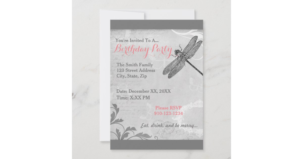 Create Your Own Dragonfly Birthday Invitation | Zazzle