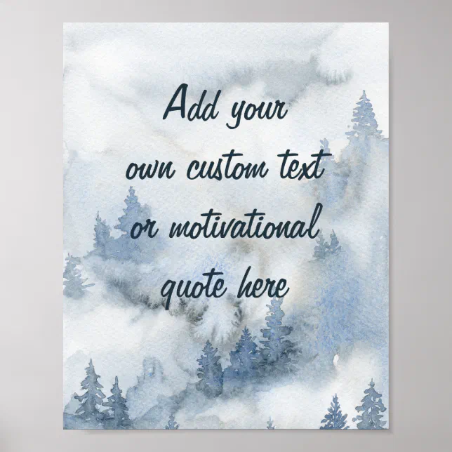 Create Your Own Dusty Blue Forest Watercolor Poster | Zazzle