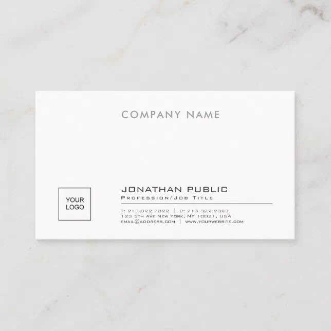 Create Your Own Elegant Company Plain With Logo Business Card | Zazzle