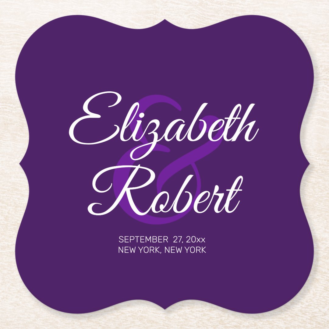 Create Your Own Elegant Wedding Bride Groom Name Paper Coaster | Zazzle