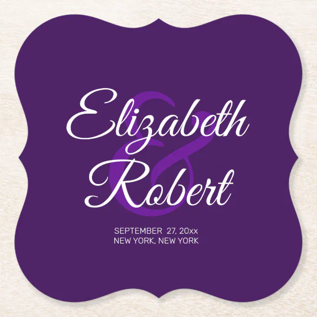 Create Your Own Elegant Wedding Bride Groom Name Paper Coaster | Zazzle