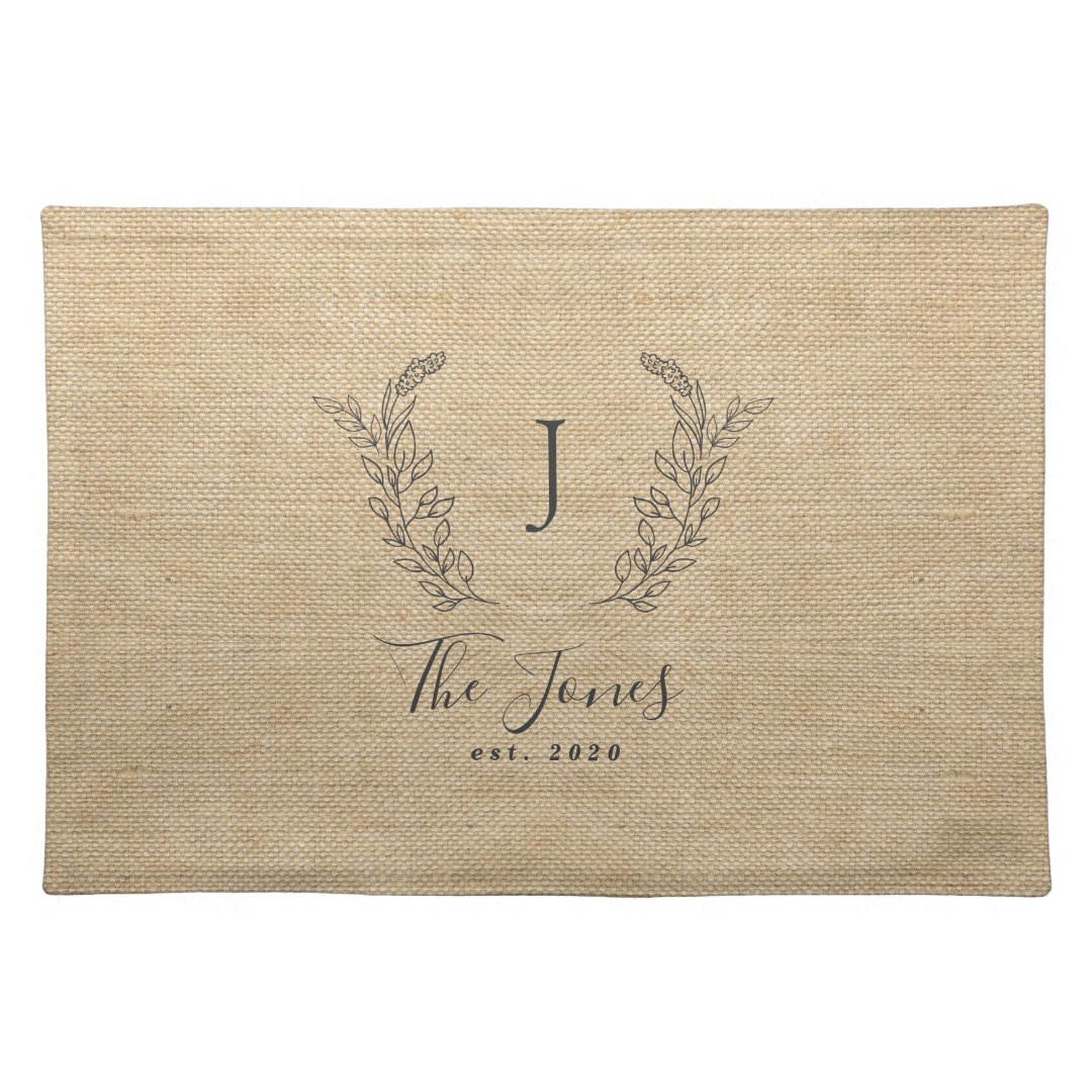 Create your own family monogram and name elegant cloth placemat | Zazzle