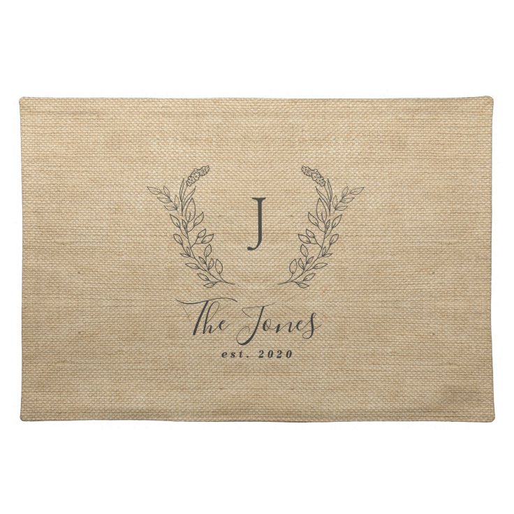 Create your own family monogram and name elegant cloth placemat | Zazzle