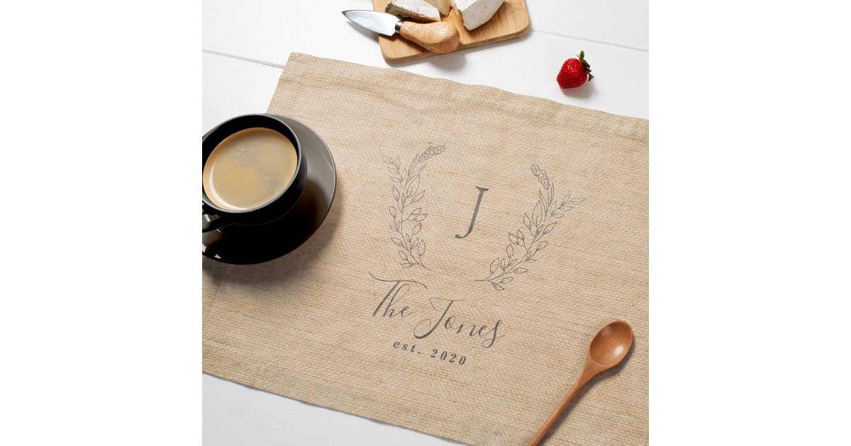 Create your own family monogram and name elegant cloth placemat | Zazzle