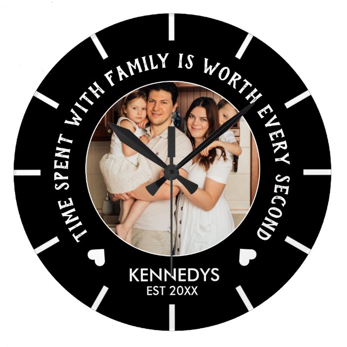 Create Your Own Family Name Quote Photo Large Clock | Zazzle.com