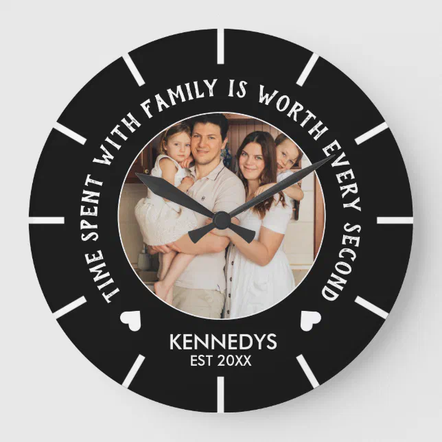 Create Your Own Family Name Quote Photo Large Clock | Zazzle