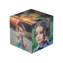 Create your own family photo collage monogram cube | Zazzle