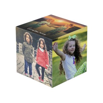 Create your own family photo collage monogram cube | Zazzle