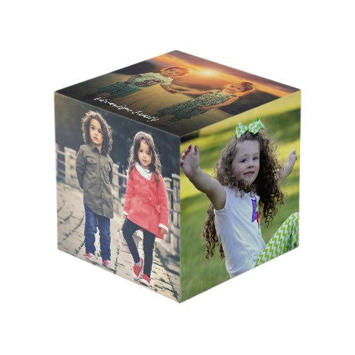 Create your own family photo collage monogram cube | Zazzle
