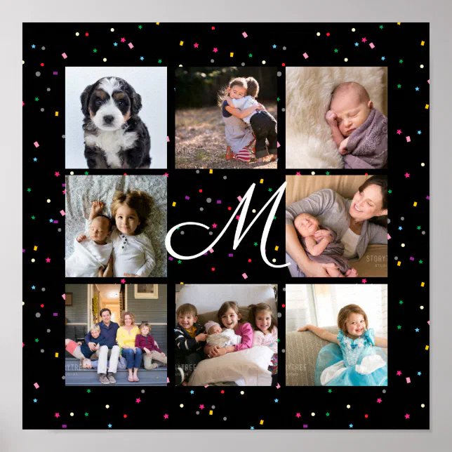 Create Your Own Family Photo Collage Monogram Poster | Zazzle