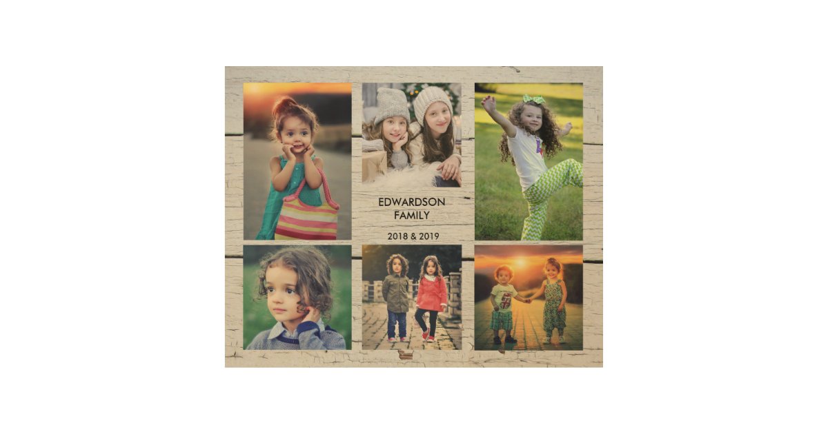 Create your own family photo collage wood wall art | Zazzle