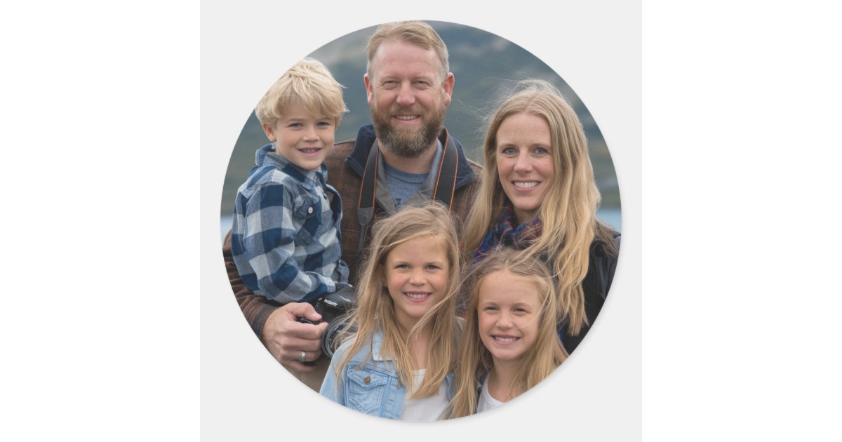 Create your own family photo Customizable Classic Round Sticker | Zazzle