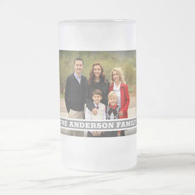 Create Your Own Family Photo Monogram Frosted Glass Beer Mug | Zazzle