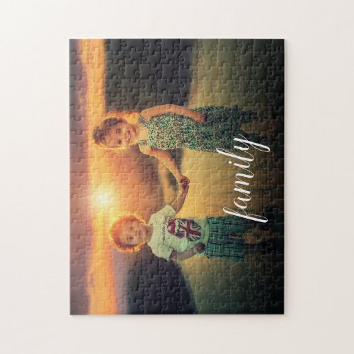 Create your own family photo script jigsaw puzzle | Zazzle