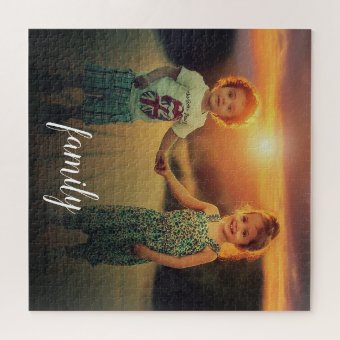 Create your own family photo script jigsaw puzzle | Zazzle