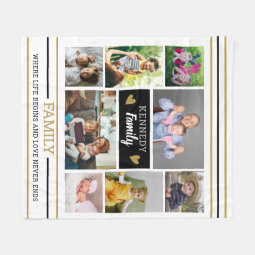 Create Your Own Family Quote 8 Photo Collage Fleece Blanket | Zazzle