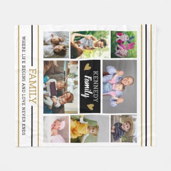 Create Your Own Family Quote 8 Photo Collage Fleece Blanket | Zazzle