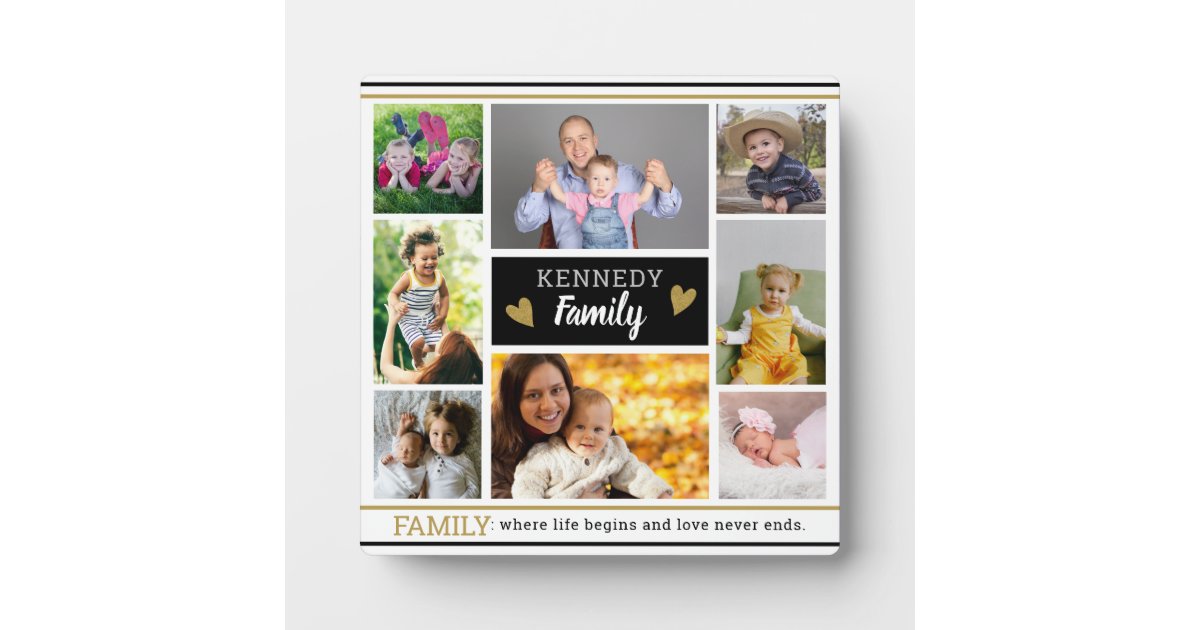Create Your Own Family Quote 8 Photo Collage Plaque | Zazzle