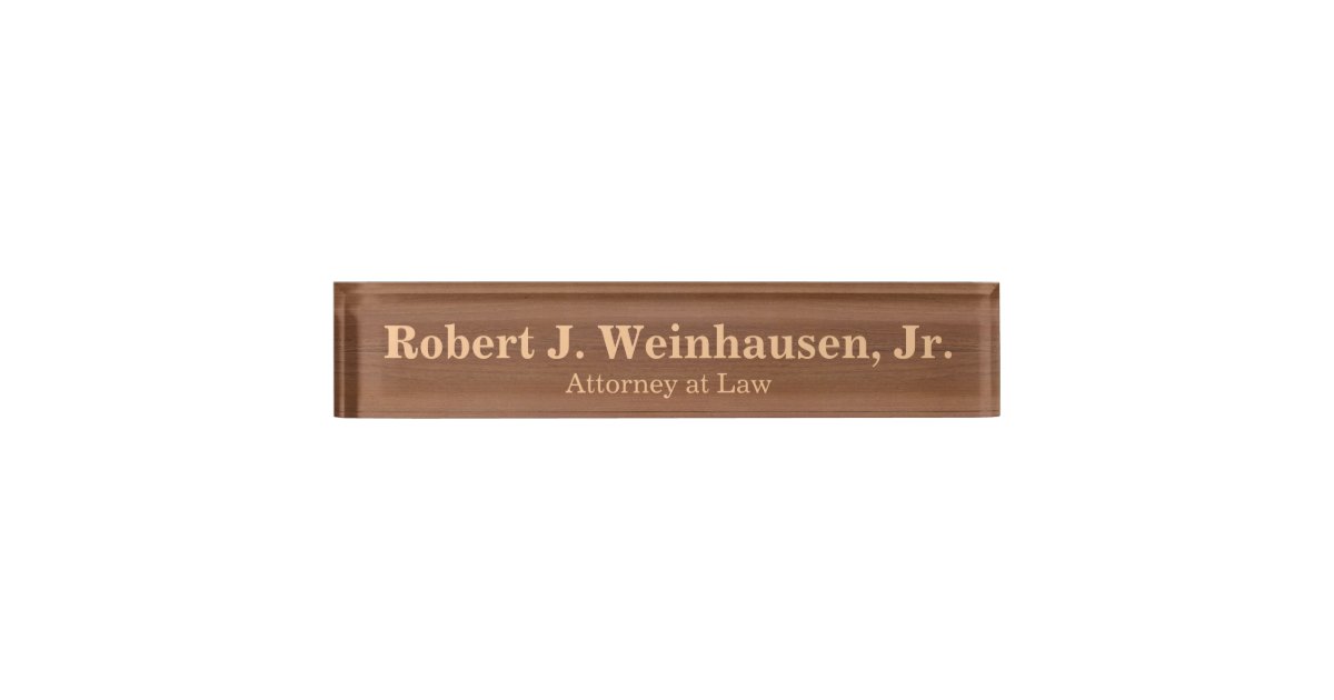 Create Your Own Faux Wood Grain Formal Nameplate | Zazzle