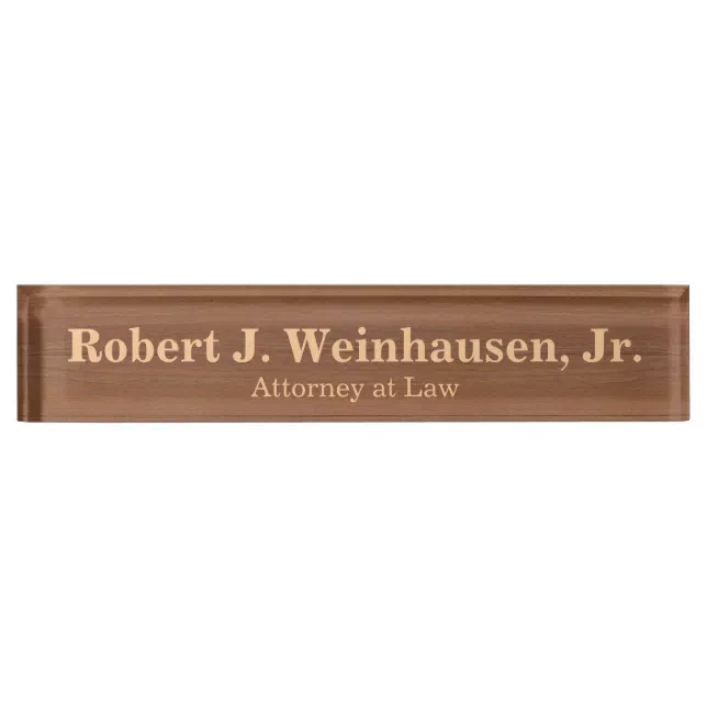 Create Your Own Faux Wood Grain Formal Nameplate | Zazzle