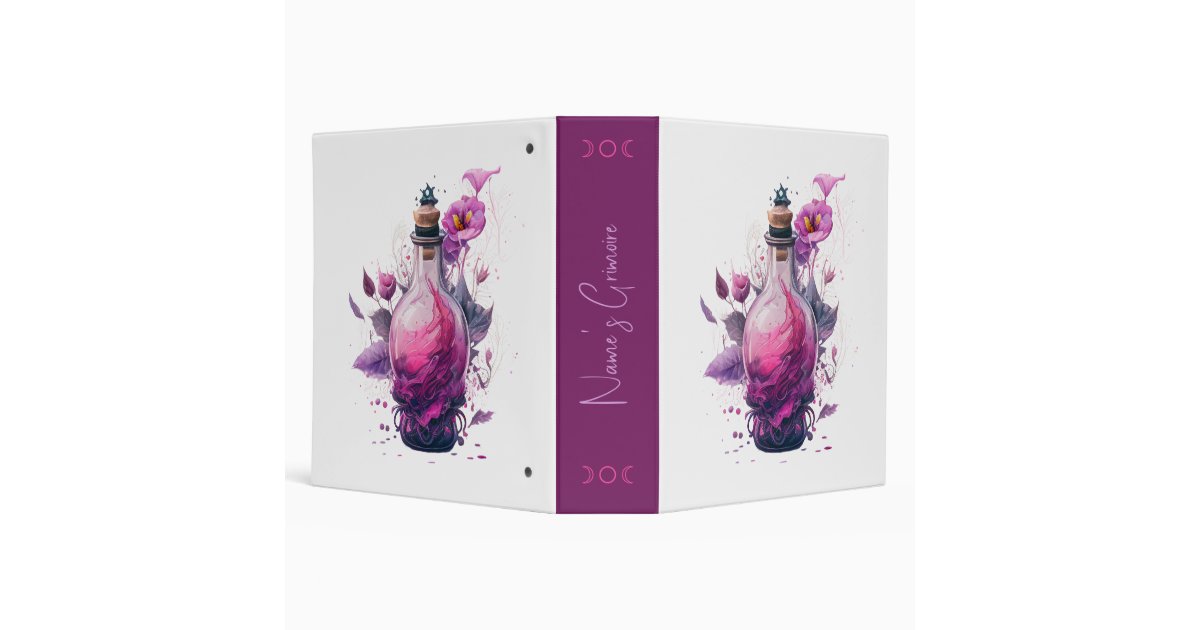 Create Your Own Floral Potion Bottle 3 Ring Binder | Zazzle