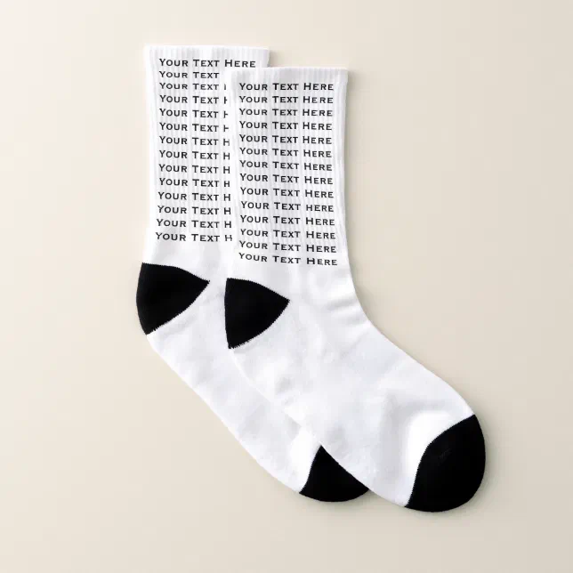 Create Your Own Funny Text Message Black White Socks | Zazzle