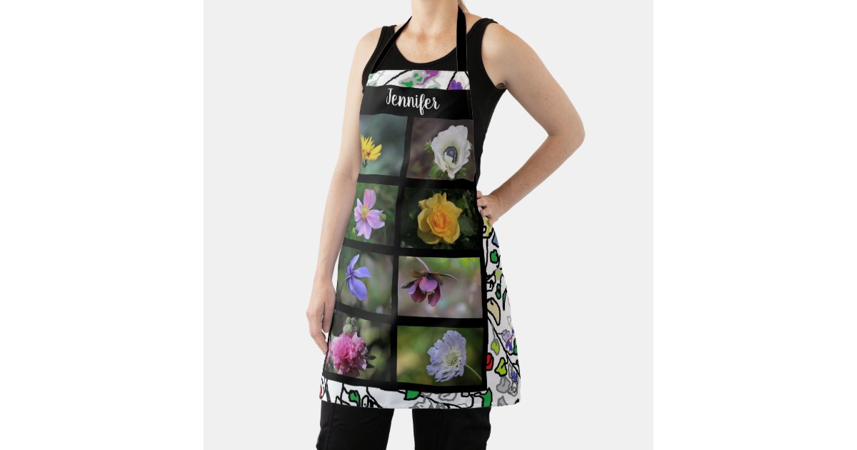 Create your own garden flowers photo collage apron | Zazzle
