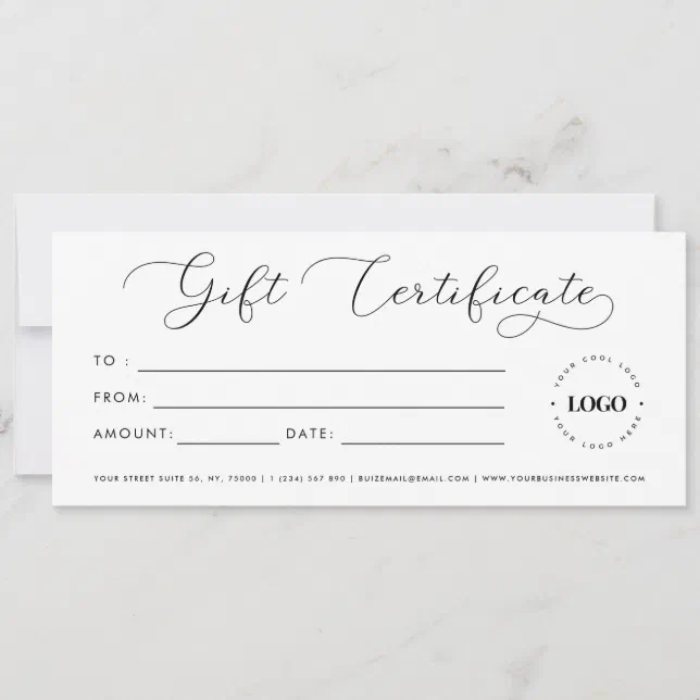 Create Your Own Gift Certificate with Custom Logo | Zazzle