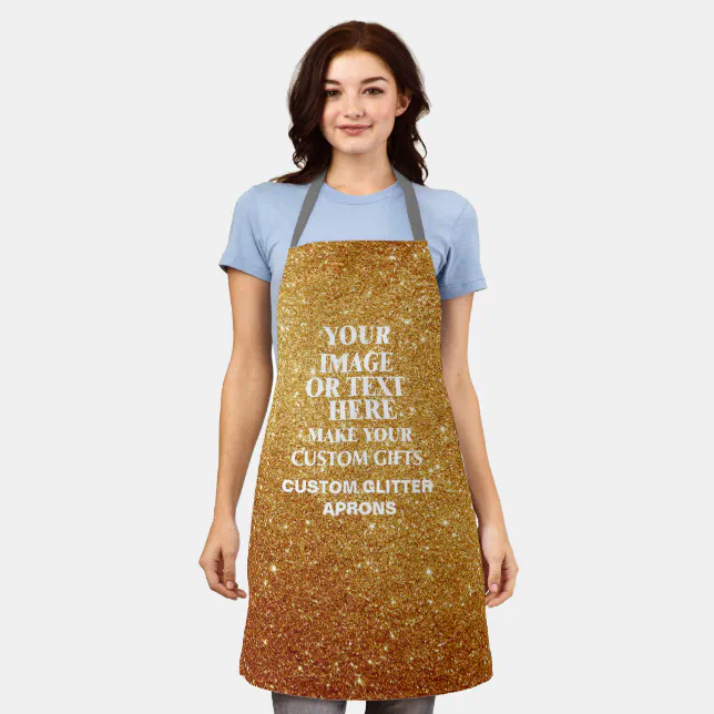 Create Your Own Glitter Custom Womens Gold Aprons | Zazzle