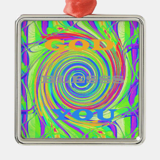 Create Your Own God Bless You Inspirational Text Metal Ornament | Zazzle