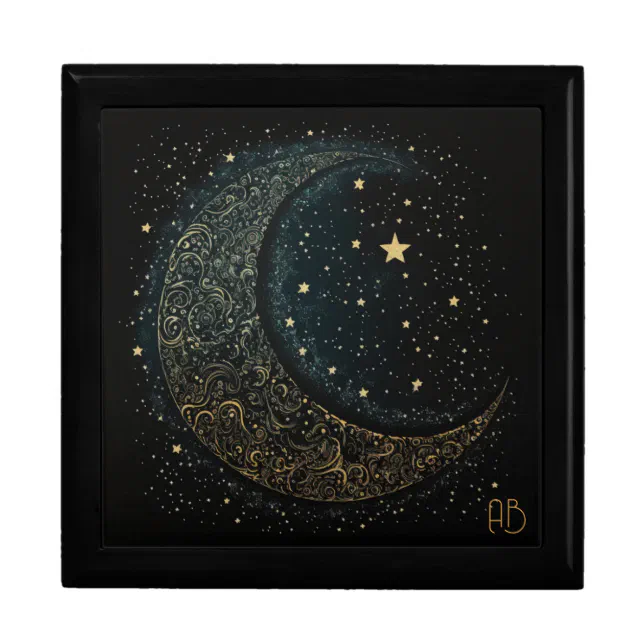 Create Your Own Gold Filigree Moon Celestial Gift Box | Zazzle