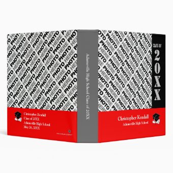 Create Your Own Graduation Binder Add Photo Red | Zazzle