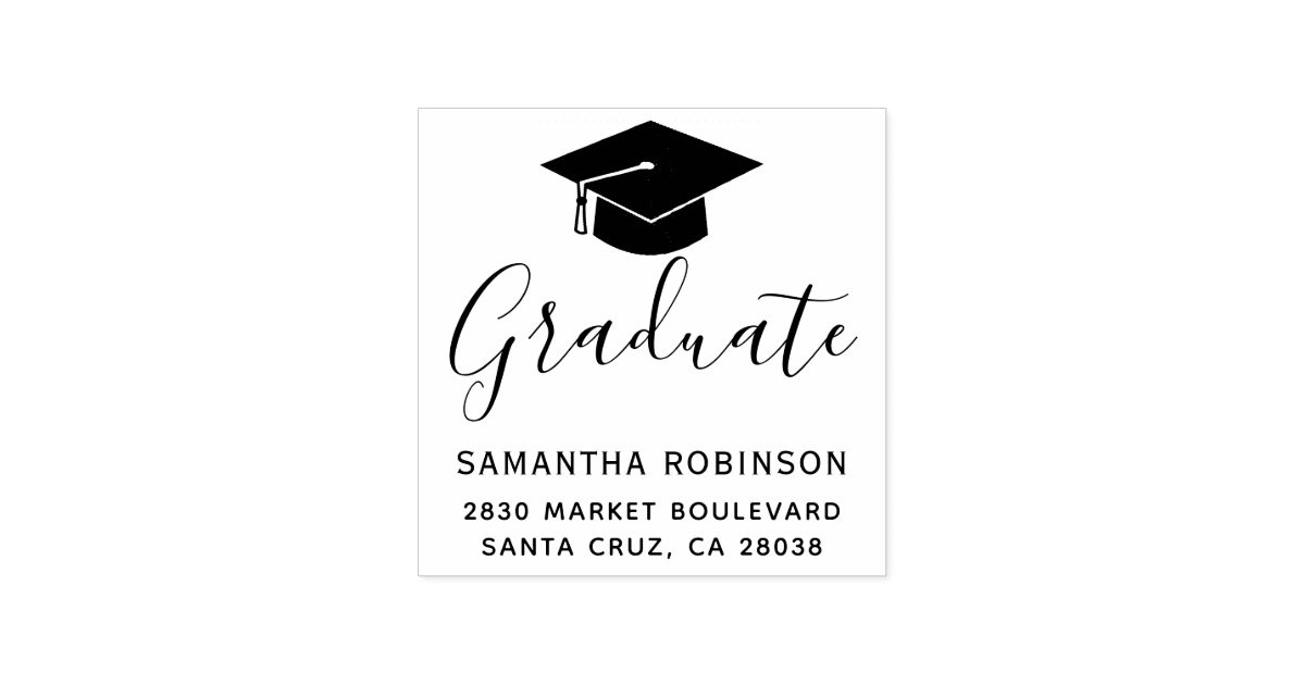 Create Your Own Graduation Cap Return Address Wood Rubber Stamp | Zazzle