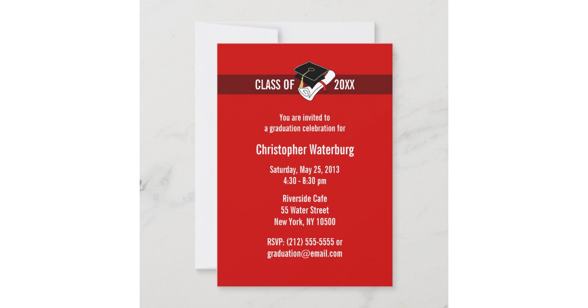 Create Your Own Graduation Invitation Red 10 | Zazzle