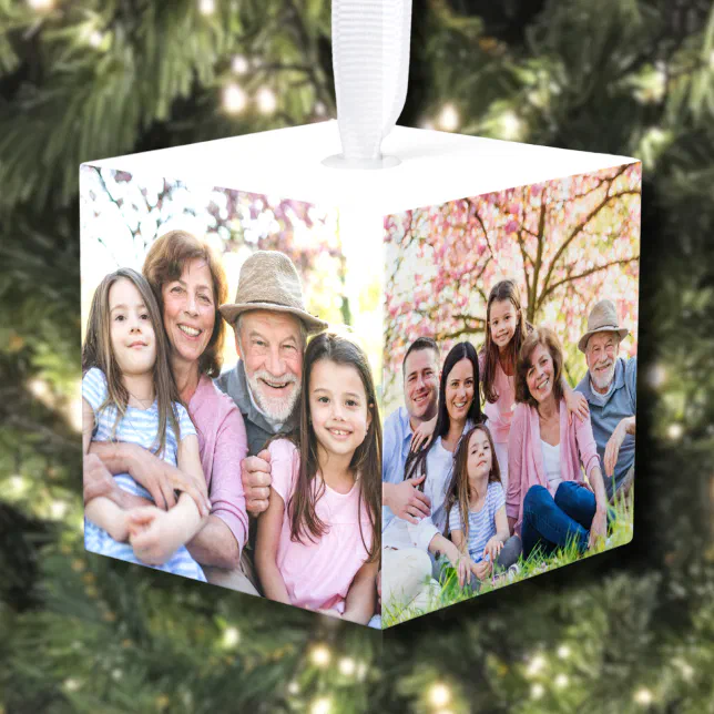Create Your Own Grandparents Photo Christmas Cube Ornament | Zazzle