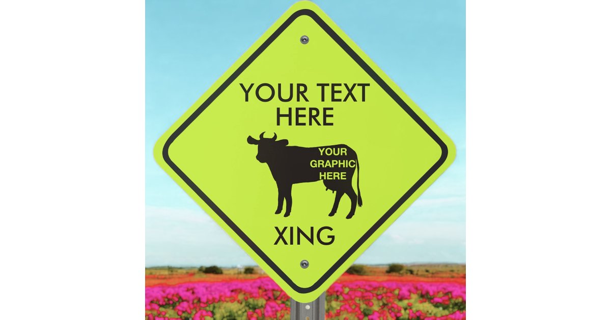 Create Your Own Graphic Neon Yellow Green Crossing Metal Sign | Zazzle