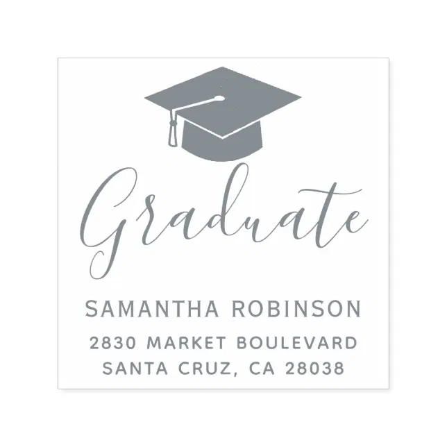 Create Your Own Gray Graduation Cap Return Address Self-inking Stamp ...