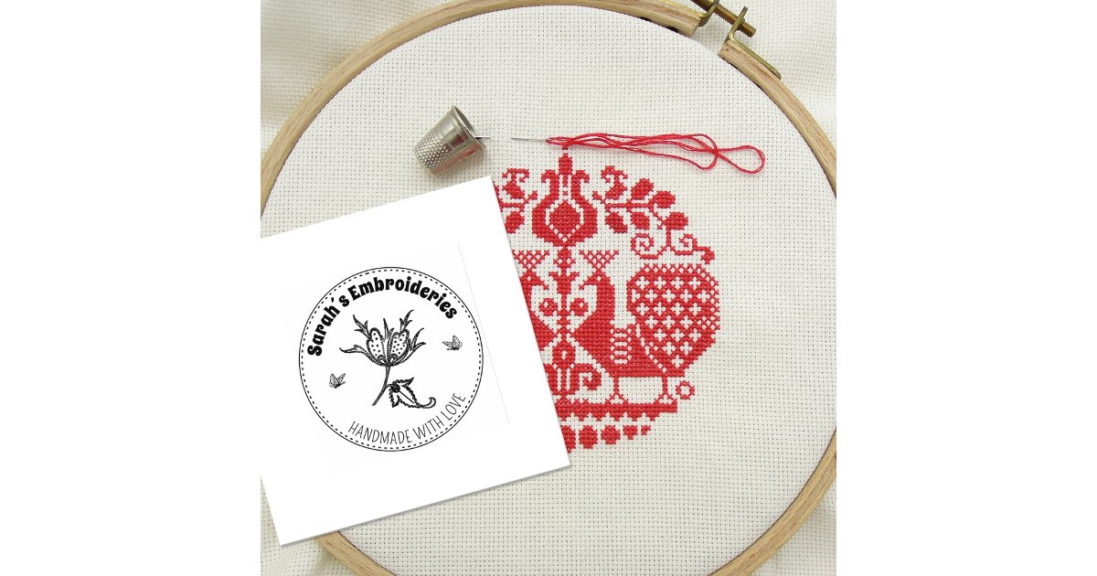 Create Your Own Handmade Embroidery Rubber Stamp | Zazzle