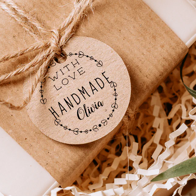 Create Your Own Handmade With Love Personalized Rubber Stamp | Zazzle