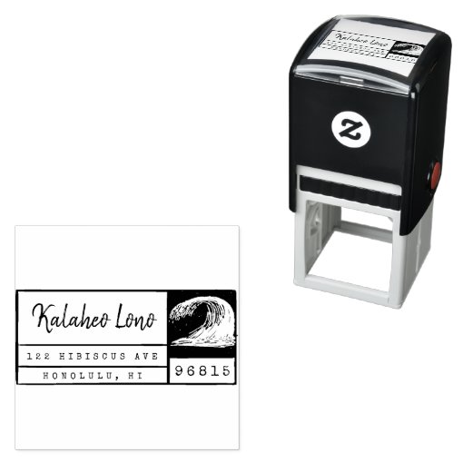 Create Your Own Hawaiian Surf Wave Return Address Self-inking Stamp ...